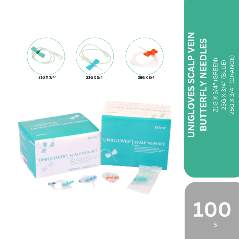 UNIGLOVES SCALP VEIN BUTTERFLY NEEDLES 3/4" 100s - Ihbhealthcare.com